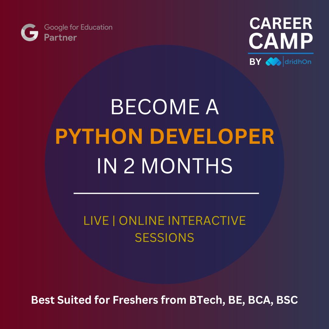 Join dridhOn's Python course with placement and certification | dridhOn ... Join dridhOn's Python course with placement and certification | dridhOn ...