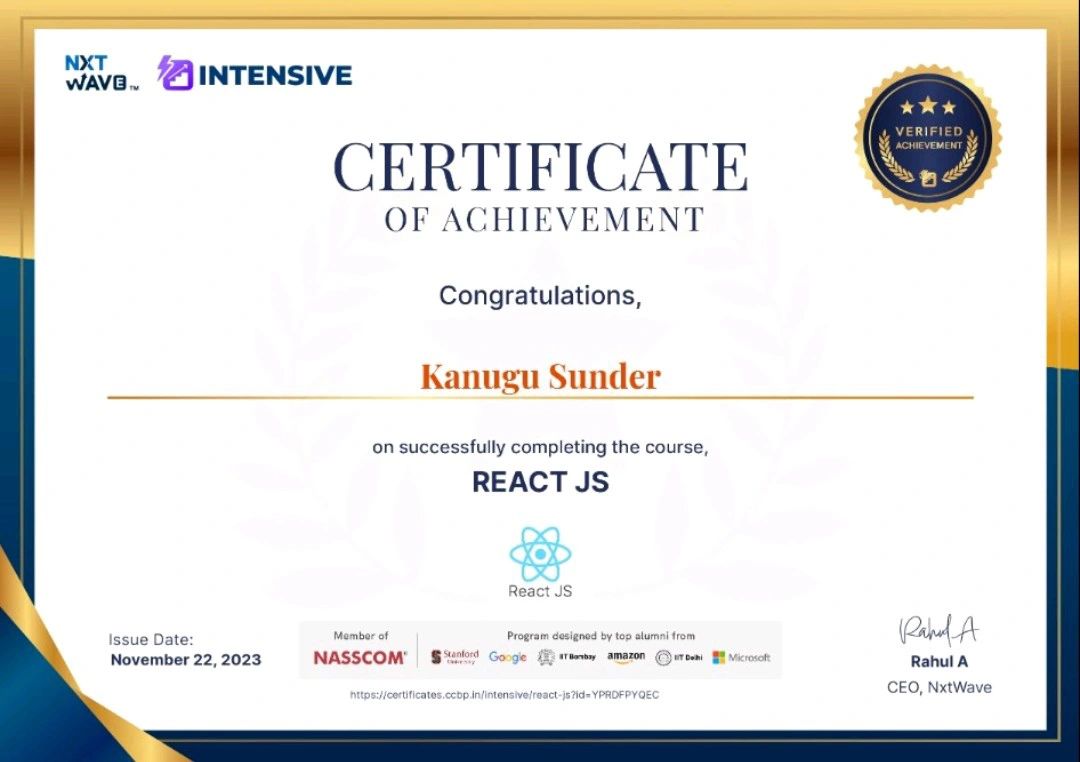 Sunder Kanugu on LinkedIn: #nxtwave #react #ccbp #nxtwave # ... Sunder Kanugu on LinkedIn: #nxtwave #react #ccbp #nxtwave # ...
