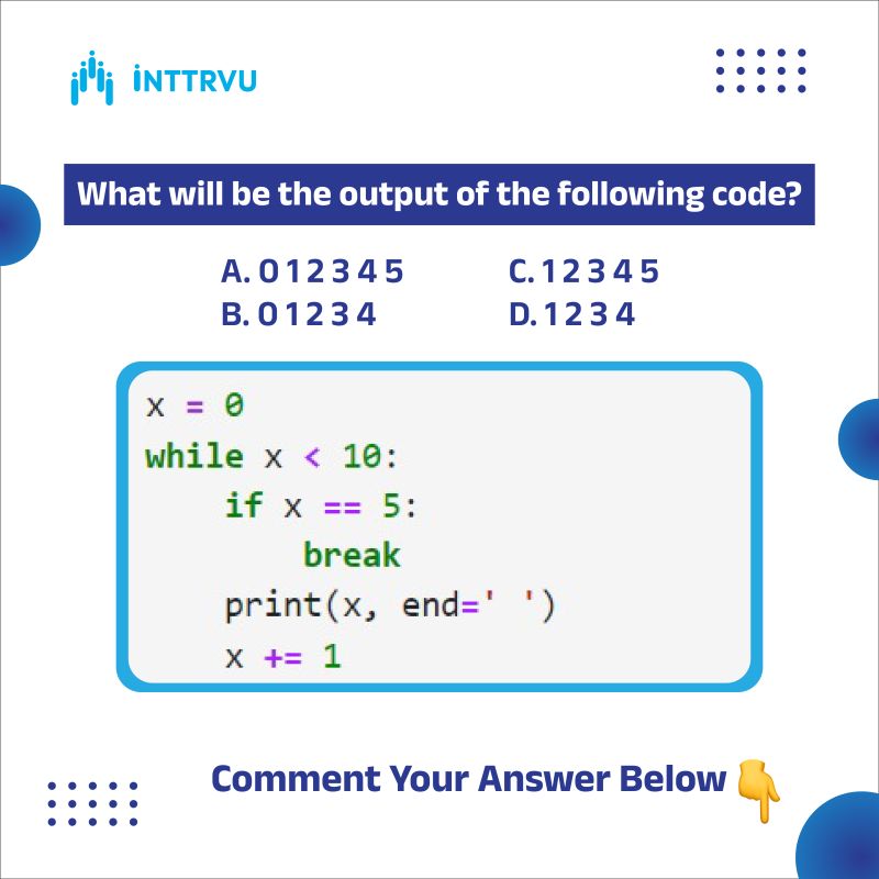 INTTRVU.ai on LinkedIn: #inttrvu #python #pythonprogramming #mcqs # ... INTTRVU.ai on LinkedIn: #inttrvu #python #pythonprogramming #mcqs # ...