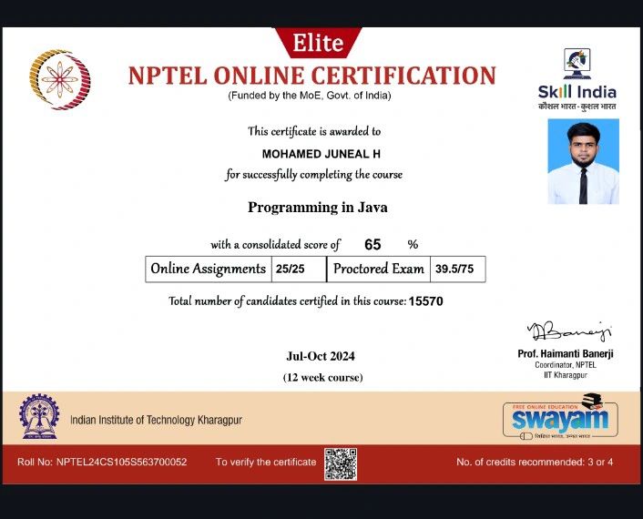 Mohamed Juneal on LinkedIn: #nptel #javaprogramming #certification # ... Mohamed Juneal on LinkedIn: #nptel #javaprogramming #certification # ...