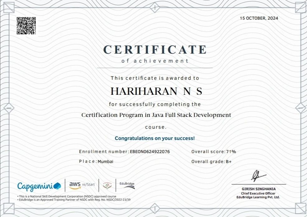 HariHaran N S on LinkedIn: #thankyouedubridge #letslearntoearn # ... HariHaran N S on LinkedIn: #thankyouedubridge #letslearntoearn # ...