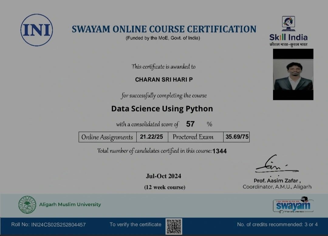Charan Sri hari P on LinkedIn: #datascience #python #nptel # ... Charan Sri hari P on LinkedIn: #datascience #python #nptel # ...