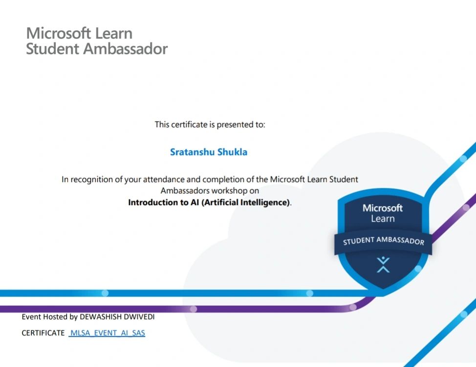 Sratanshu Shukla on LinkedIn: #ai #microsoftlearn #mlsa # ... Sratanshu Shukla on LinkedIn: #ai #microsoftlearn #mlsa # ...