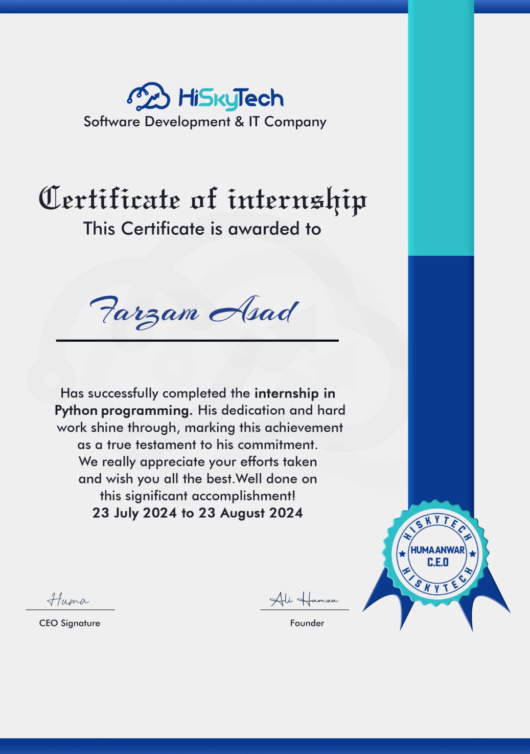 Farzam Asad on LinkedIn: #hiskytech #pythondevelopment #internship # ... Farzam Asad on LinkedIn: #hiskytech #pythondevelopment #internship # ...
