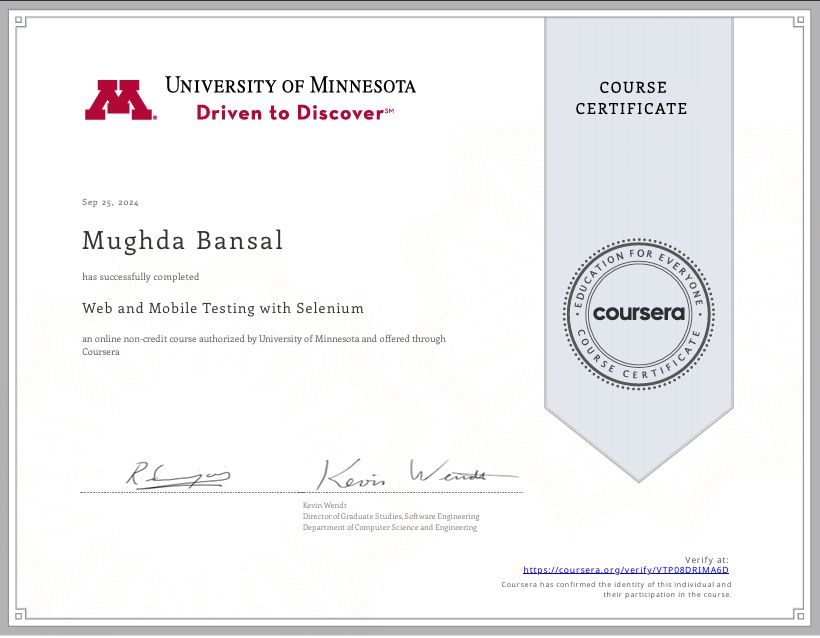 Mughda Bansal on LinkedIn: #automationtesting #selenium #mobiletesting ... Mughda Bansal on LinkedIn: #automationtesting #selenium #mobiletesting ...