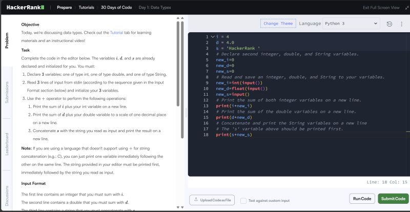 #30daysofcode #hackerrank #day1 #codingpractice #problemsolving #python ... #30daysofcode #hackerrank #day1 #codingpractice #problemsolving #python ...