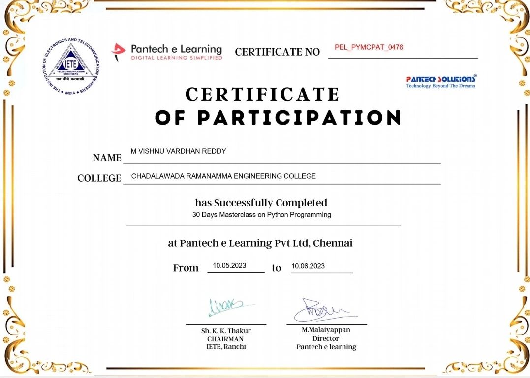 M vishnu vardhan reddy on LinkedIn: #pantech #python #programming M vishnu vardhan reddy on LinkedIn: #pantech #python #programming