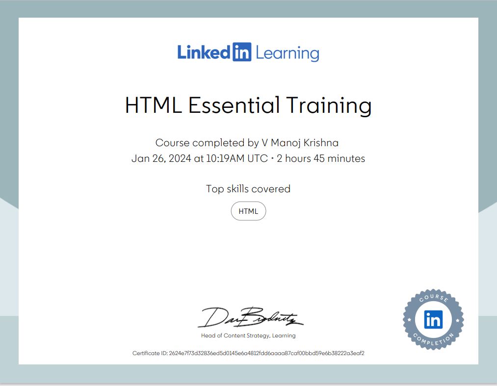 V Manoj Krishna on LinkedIn: #html #webdevelopment #linkedinlearning # ... V Manoj Krishna on LinkedIn: #html #webdevelopment #linkedinlearning # ...