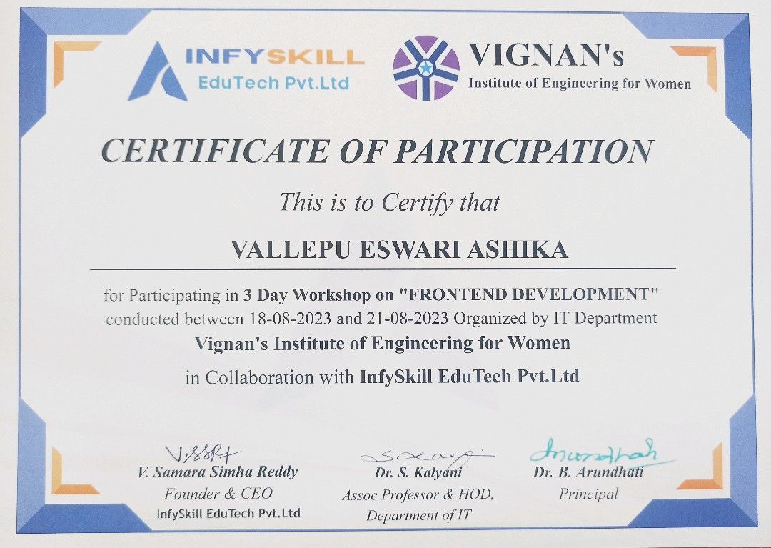 eswari ashika on LinkedIn: INFYSKILL EduTech : eswari ashika on LinkedIn: INFYSKILL EduTech :