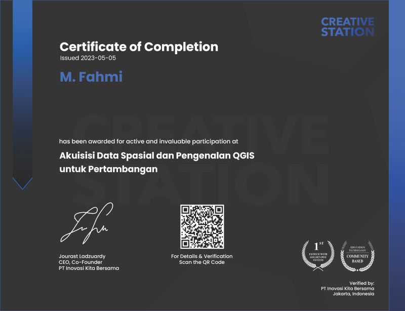 Completed Qgis learning classes on the topic of spatial data ... Completed Qgis learning classes on the topic of spatial data ...