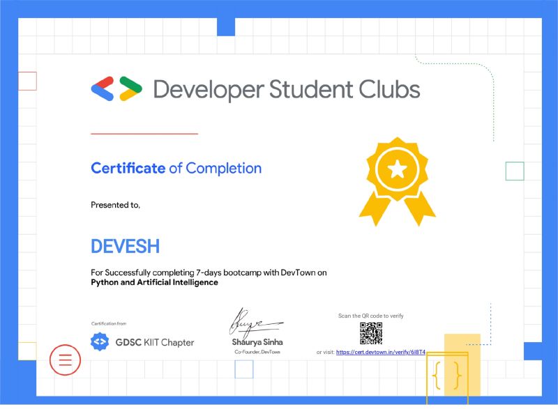 Devesh . on LinkedIn: #python #ai #devtown #gdsc #aws Devesh . on LinkedIn: #python #ai #devtown #gdsc #aws