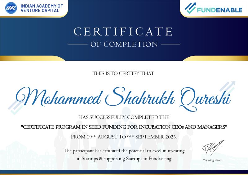 Completed Seed Funding course by FundEnable | Mohammed Shahrukh Qureshi ... Completed Seed Funding course by FundEnable | Mohammed Shahrukh Qureshi ...