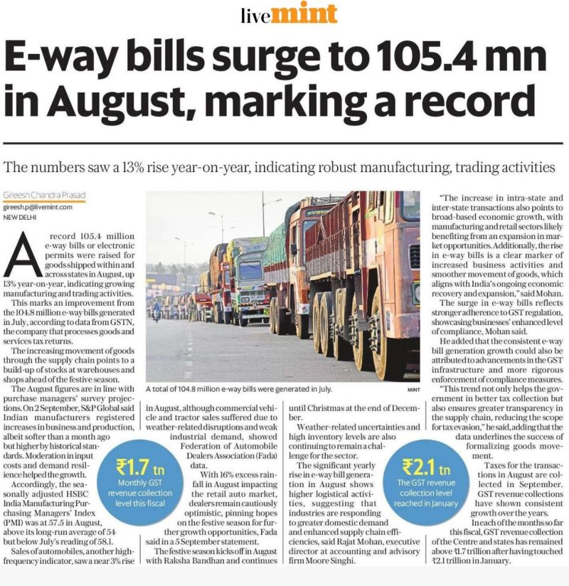 Rajput Jain & Associates on LinkedIn: 105.4 million e-way bills were ... Rajput Jain & Associates on LinkedIn: 105.4 million e-way bills were ...