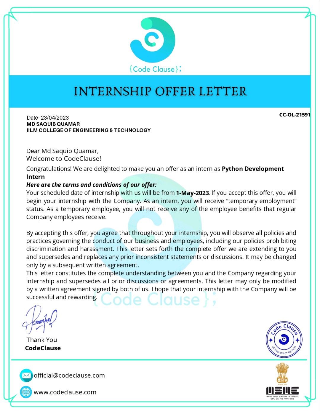 Md Saquib Quamar on LinkedIn: #codeclause #webdevelopment #internship # ... Md Saquib Quamar on LinkedIn: #codeclause #webdevelopment #internship # ...