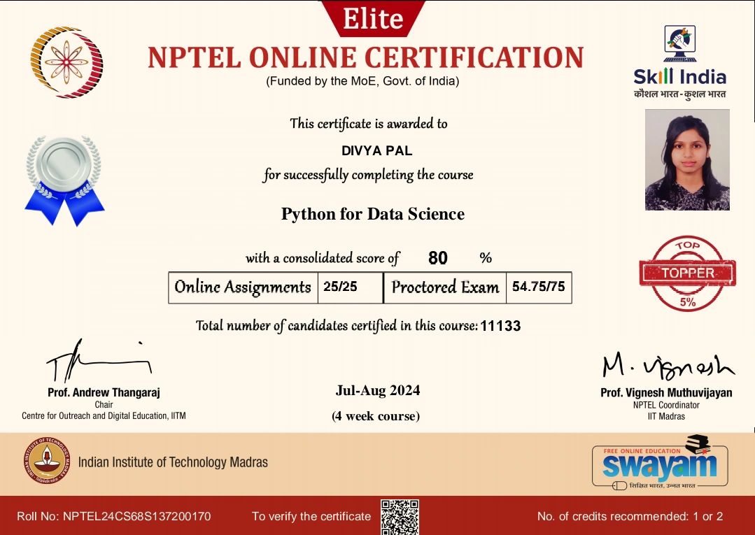 Divya Pal on LinkedIn: #python #datascience #nptel #learning #skills Divya Pal on LinkedIn: #python #datascience #nptel #learning #skills