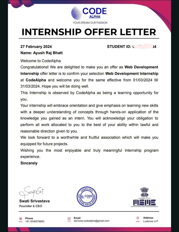 Ayush Raj Bhatt on LinkedIn: #internship #webdevelopment #excited # ... Ayush Raj Bhatt on LinkedIn: #internship #webdevelopment #excited # ...