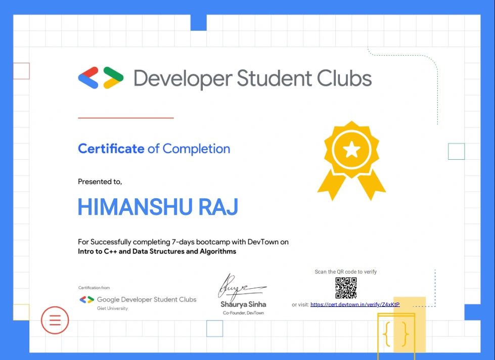 #cplusplus #dsa #devtown #gdsc #awscommunitybuilder | Himanshu Raj #cplusplus #dsa #devtown #gdsc #awscommunitybuilder | Himanshu Raj