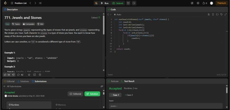 Passed LeetCode challenge with Jewels and Stones | Shinie Kiruba posted ... Passed LeetCode challenge with Jewels and Stones | Shinie Kiruba posted ...