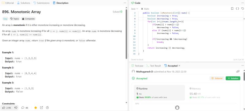 How to solve monotonic array problem on LeetCode | Muthuganesh D posted ... How to solve monotonic array problem on LeetCode | Muthuganesh D posted ...