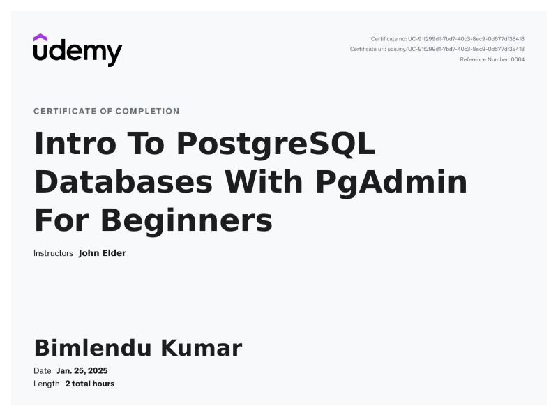 Bimlendu Kumar Singh on LinkedIn: #postgresql #sql #learning #udemy # ... Bimlendu Kumar Singh on LinkedIn: #postgresql #sql #learning #udemy # ...