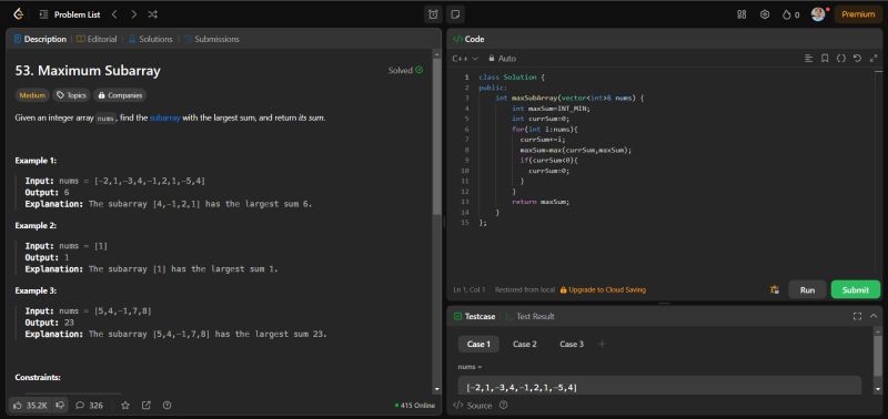 #algorithms #dynamicprogramming #kadane #problemsolving #leetcode # ... #algorithms #dynamicprogramming #kadane #problemsolving #leetcode # ...