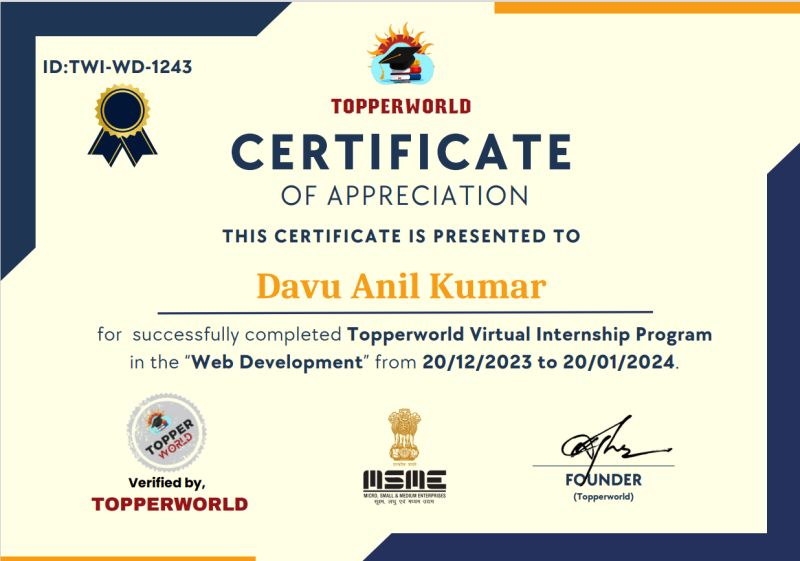 DAVU ANIL KUMAR . on LinkedIn: #internshipcompletion # ... DAVU ANIL KUMAR . on LinkedIn: #internshipcompletion # ...