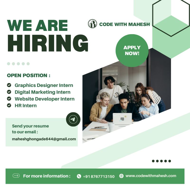 #wearehiring #internshipopportunities #codewithmahesh #careergrowth ... #wearehiring #internshipopportunities #codewithmahesh #careergrowth ...