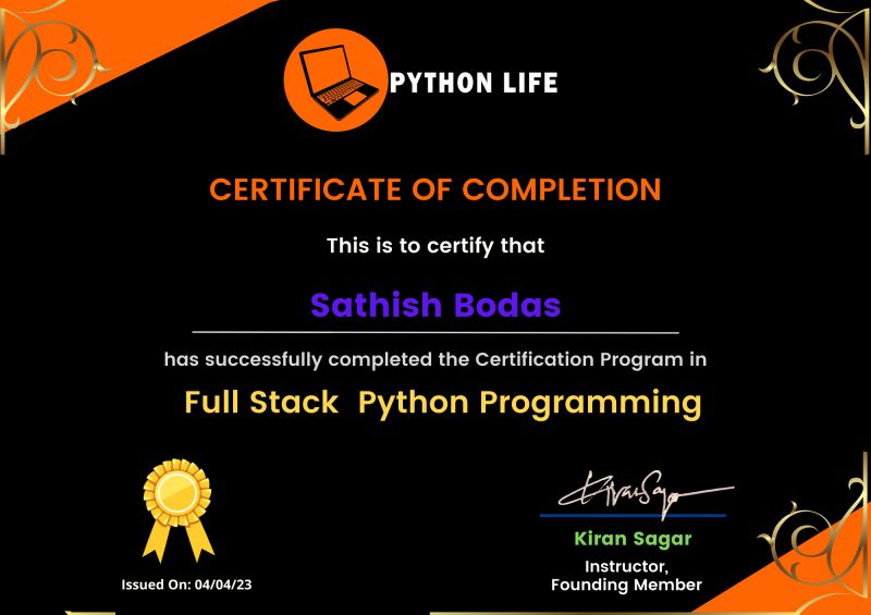#full_stack_python_programming #python | Sathish Bodas #full_stack_python_programming #python | Sathish Bodas