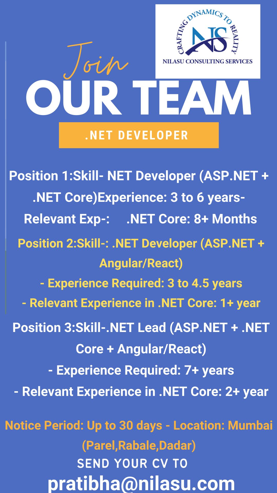 Pratibha Singh on LinkedIn: #hiring #dotnetcore #dotnetdeveloper # ... Pratibha Singh on LinkedIn: #hiring #dotnetcore #dotnetdeveloper # ...