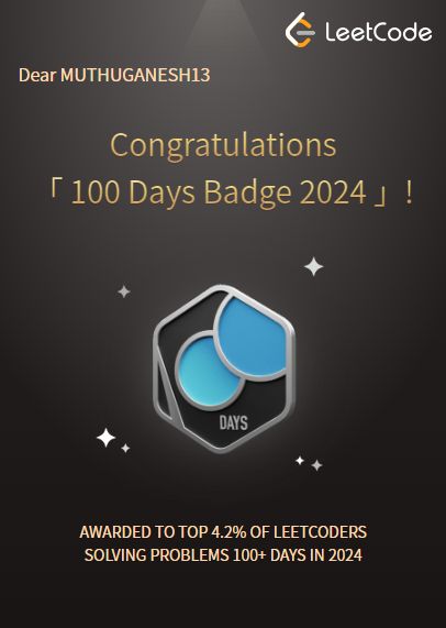 MUTHUGANESH S on LinkedIn: #leetcode #100daysofcode #coding # ... MUTHUGANESH S on LinkedIn: #leetcode #100daysofcode #coding # ...