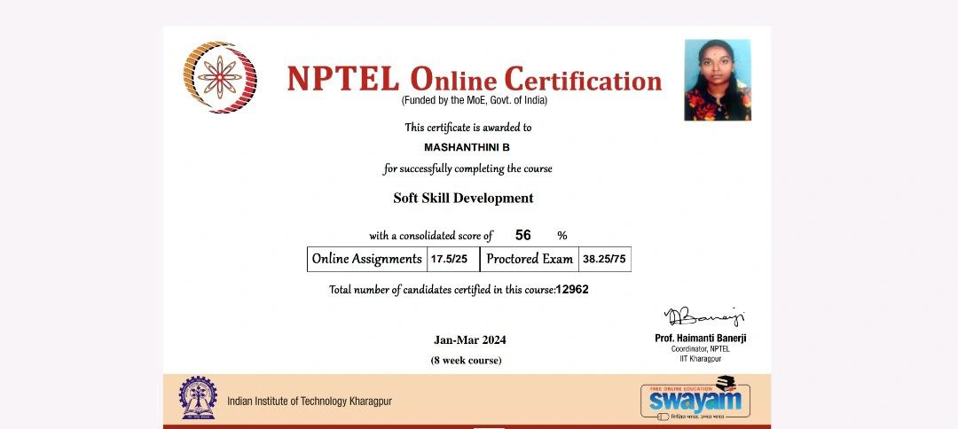 MASHANTHINI B on LinkedIn: #softskills #nptel #professionaldevelopment ... MASHANTHINI B on LinkedIn: #softskills #nptel #professionaldevelopment ...