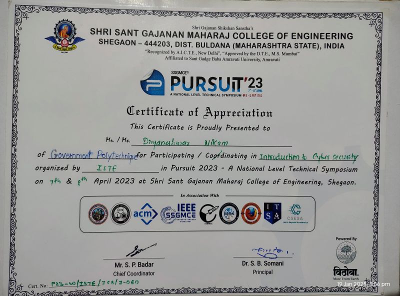 Dnyaneshwar Haridas Nikam on LinkedIn: #cybersecurity #pursuit2023 # ... Dnyaneshwar Haridas Nikam on LinkedIn: #cybersecurity #pursuit2023 # ...