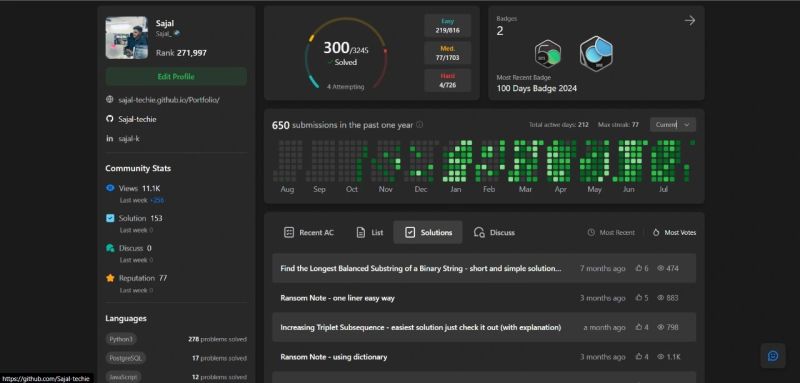 How I solved over 300 Leetcode problems. | Sajal K posted on the topic ... How I solved over 300 Leetcode problems. | Sajal K posted on the topic ...