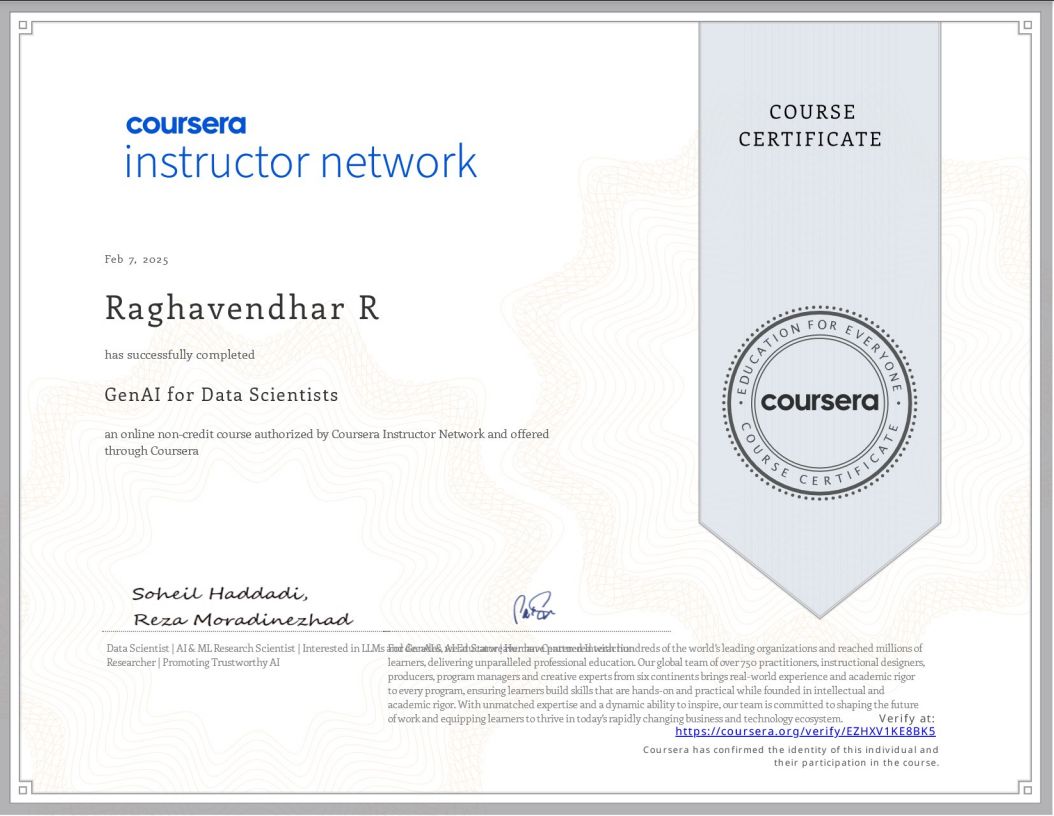 Raghavendhar R on LinkedIn: #generativeai #datascience #ai # ... Raghavendhar R on LinkedIn: #generativeai #datascience #ai # ...