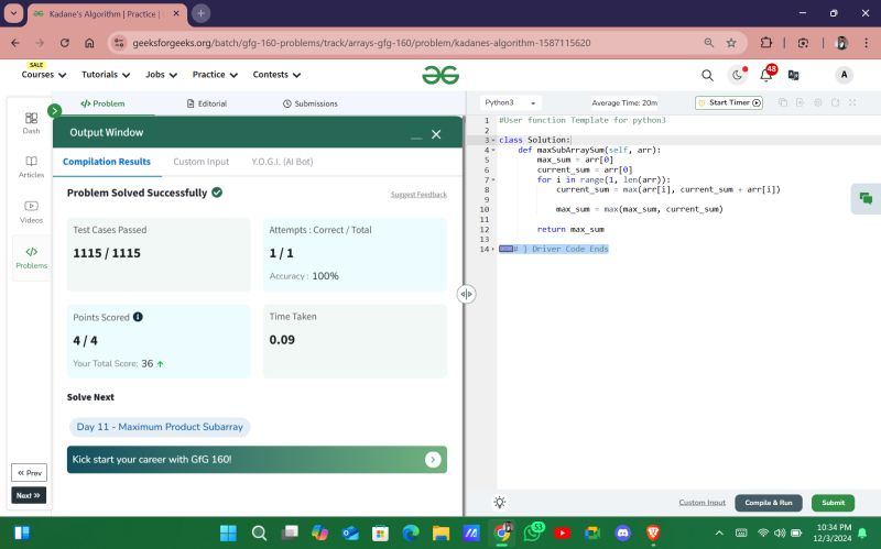 Amitava Datta on LinkedIn: #gfg160 #geekstreak2024 #kadanealgorithm # ... Amitava Datta on LinkedIn: #gfg160 #geekstreak2024 #kadanealgorithm # ...