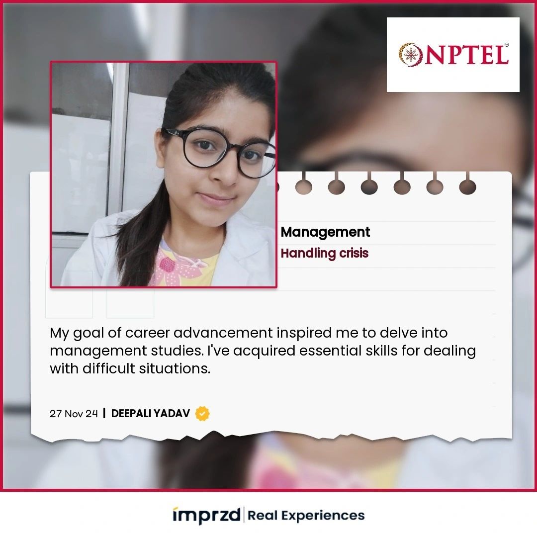 Deepali Yadav on LinkedIn: #achievementunlocked #nptel #continuouslearning… Deepali Yadav on LinkedIn: #achievementunlocked #nptel #continuouslearning…