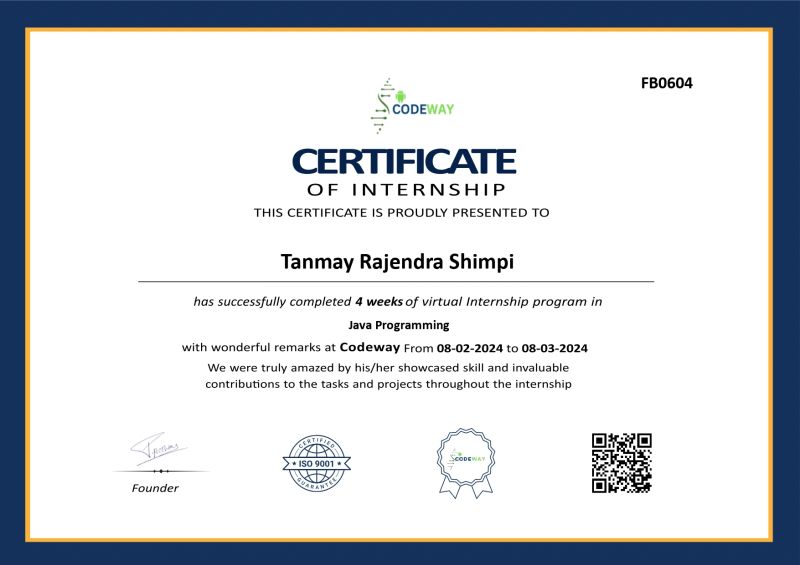 Tanmay Shimpi on LinkedIn: #javaprogramming #internshipsuccess # ... Tanmay Shimpi on LinkedIn: #javaprogramming #internshipsuccess # ...