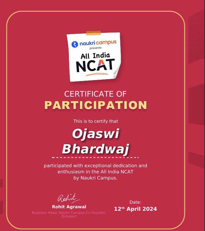 Ojaswi Bhardwaj on LinkedIn: I am feeling very happy to share that I ... Ojaswi Bhardwaj on LinkedIn: I am feeling very happy to share that I ...