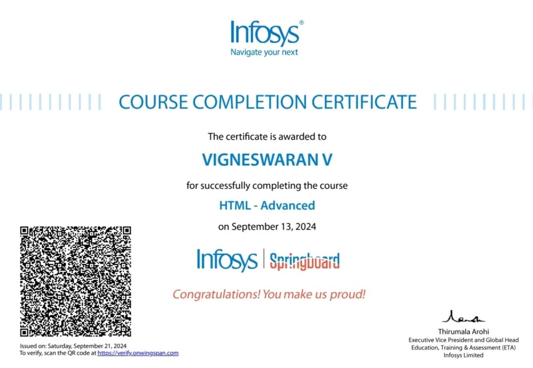 VIGNESWARAN V on LinkedIn: 🎉 Excited to share that I have completed the ... VIGNESWARAN V on LinkedIn: 🎉 Excited to share that I have completed the ...