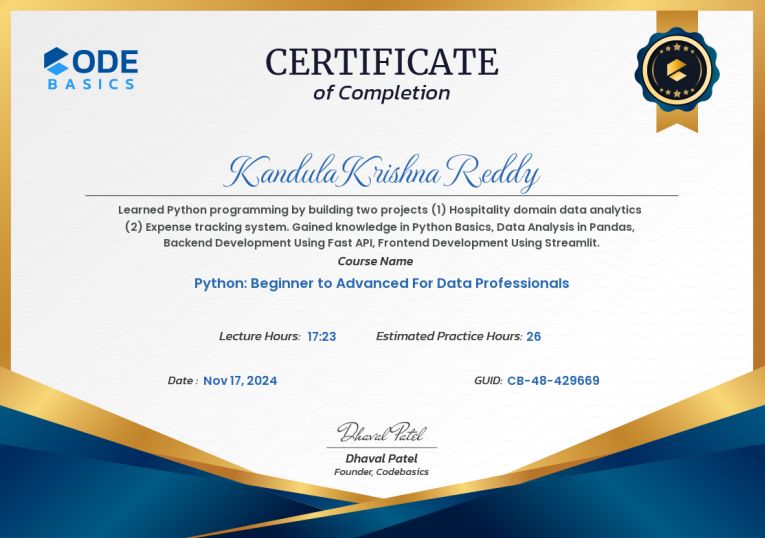 Kandula Krishna reddy on LinkedIn: #python #coding #certificate # ... Kandula Krishna reddy on LinkedIn: #python #coding #certificate # ...