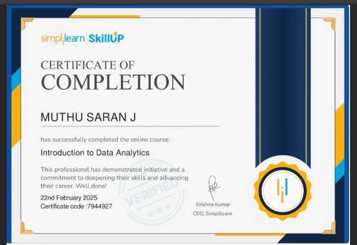 I have successfully completed. My introduction of data analytics ... I have successfully completed. My introduction of data analytics ...