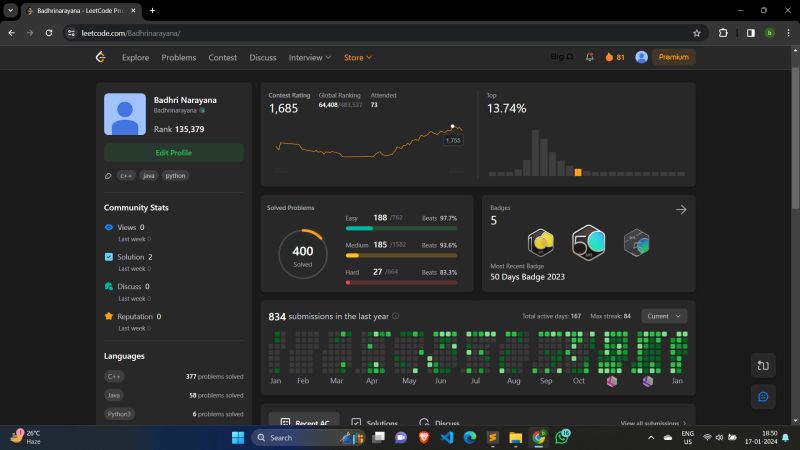Badhri Narayana Gedela on LinkedIn: #leetcode400 #codingjourney #dsa # ... Badhri Narayana Gedela on LinkedIn: #leetcode400 #codingjourney #dsa # ...