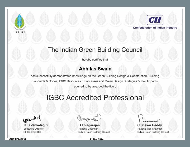 Dr. Abhilas Swain on LinkedIn: Im now IGBC AP CII - Indian Green ... Dr. Abhilas Swain on LinkedIn: Im now IGBC AP CII - Indian Green ...