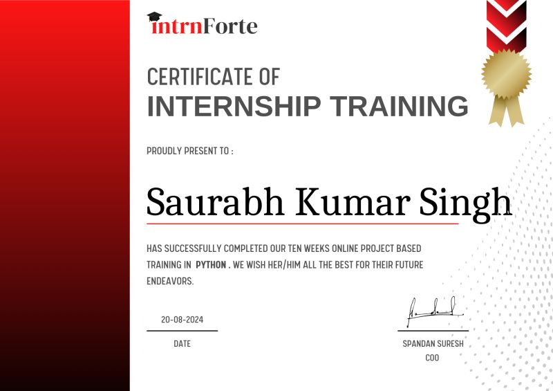 SAURABH KUMAR SINGH on LinkedIn: #python #intrnforte #intership #python ... SAURABH KUMAR SINGH on LinkedIn: #python #intrnforte #intership #python ...