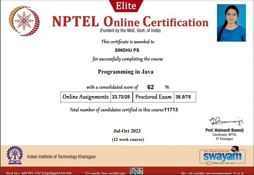 #nptel #java #programming | Sindhu P S #nptel #java #programming | Sindhu P S