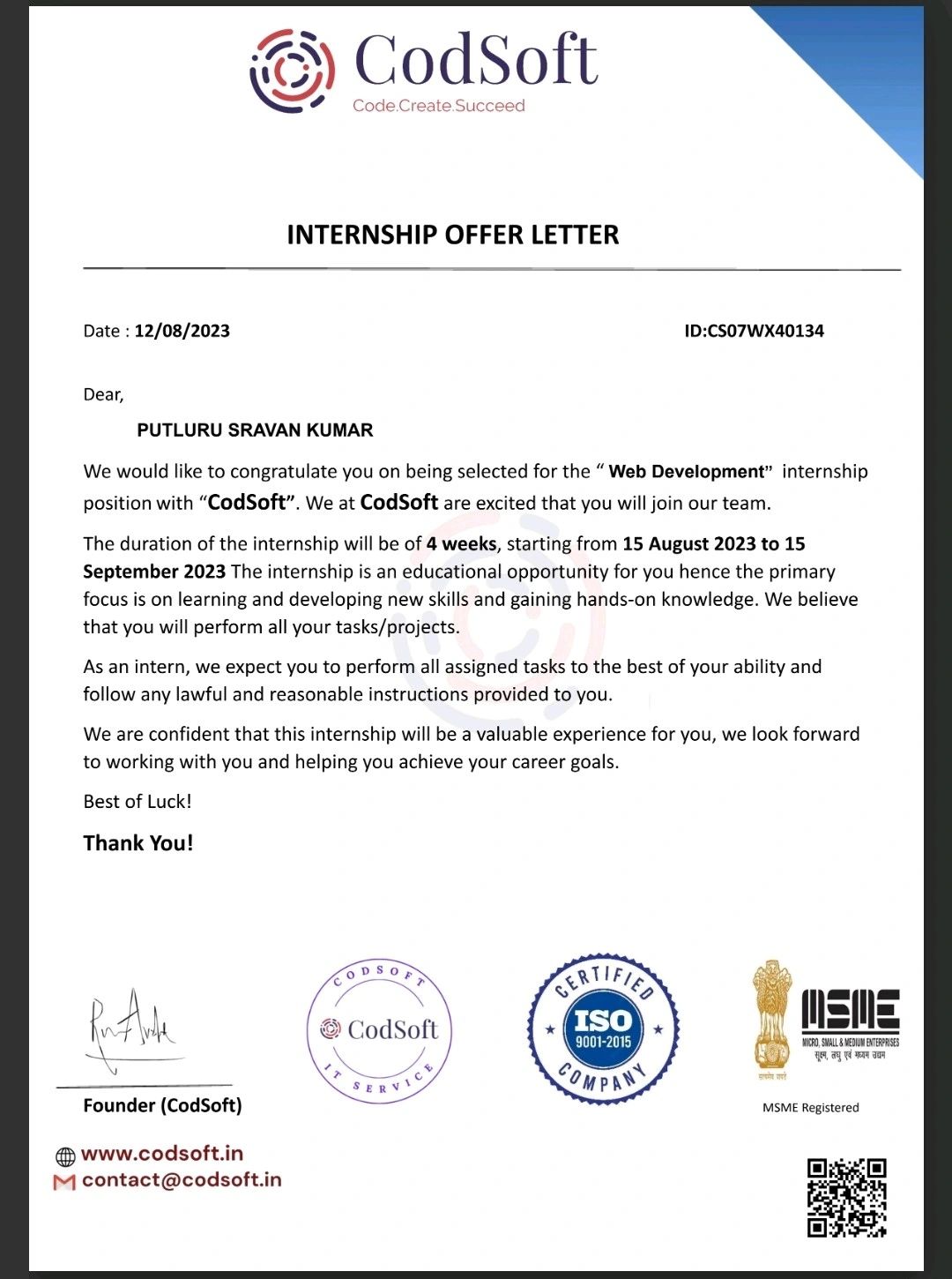 sravan kumar putluru on LinkedIn: #codsoft #codsoftinternship sravan kumar putluru on LinkedIn: #codsoft #codsoftinternship