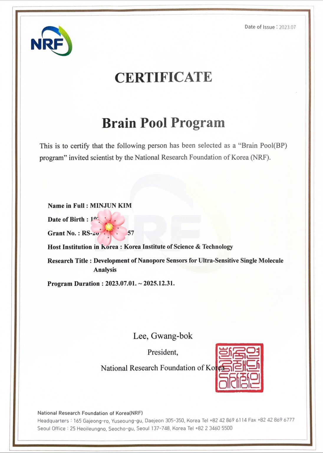 MinJun Kim, Ph.D. on LinkedIn: Happy to receive it MinJun Kim, Ph.D. on LinkedIn: Happy to receive it