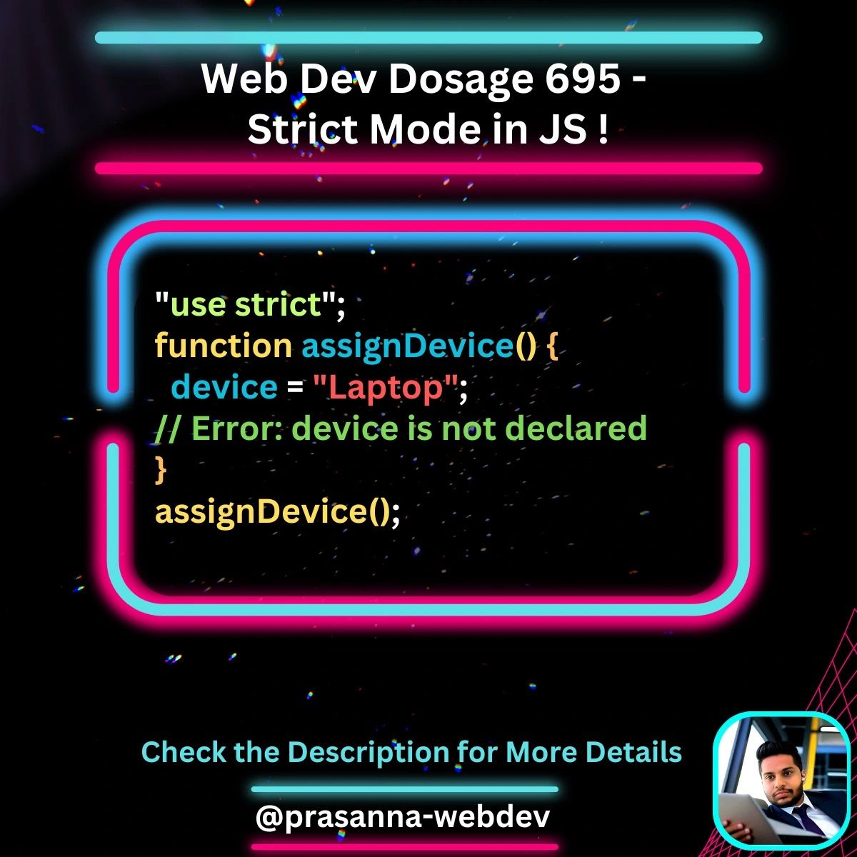 Prasanna D on LinkedIn: #coding101 #webdevelopment #javascript #strictmode Prasanna D on LinkedIn: #coding101 #webdevelopment #javascript #strictmode