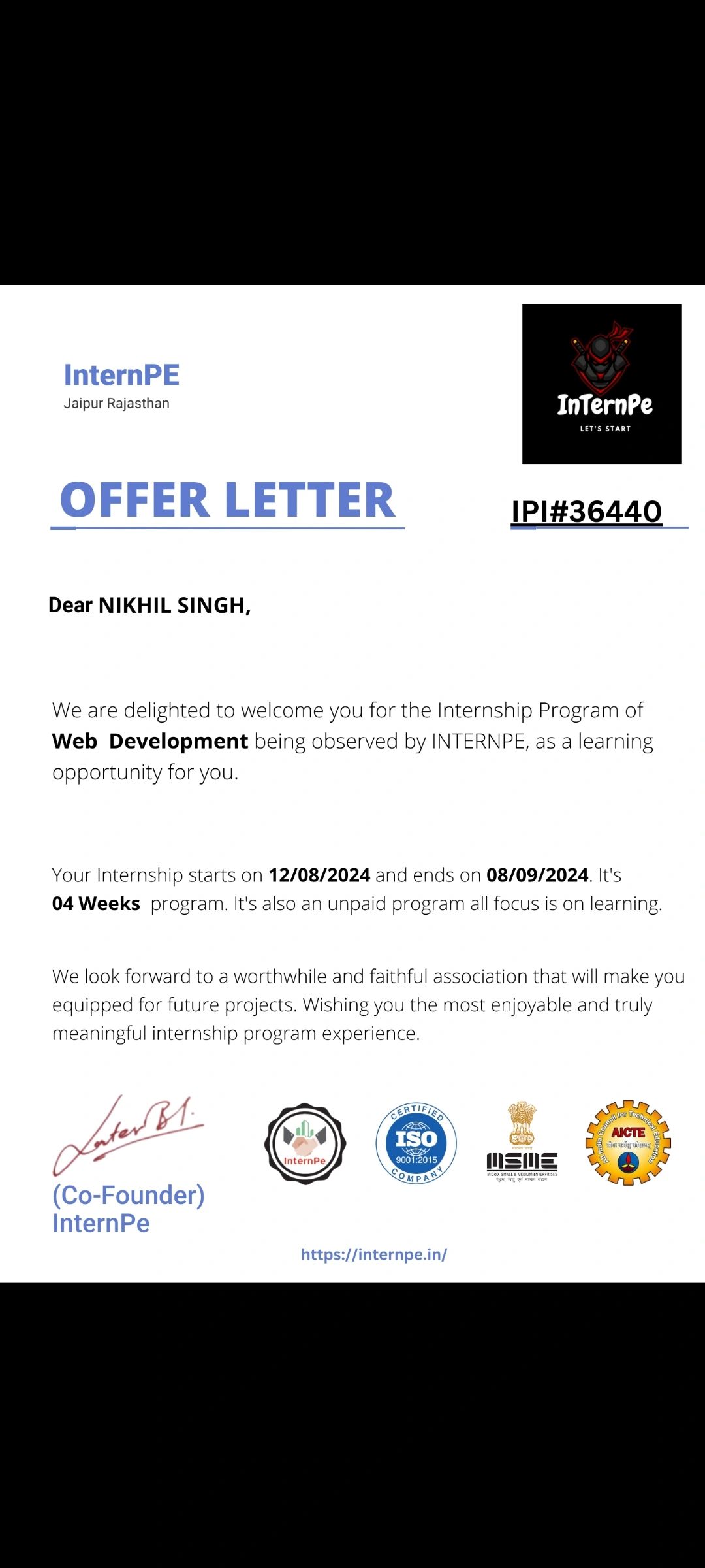 Nikhil singh on LinkedIn: #webdevelopment #internship Nikhil singh on LinkedIn: #webdevelopment #internship