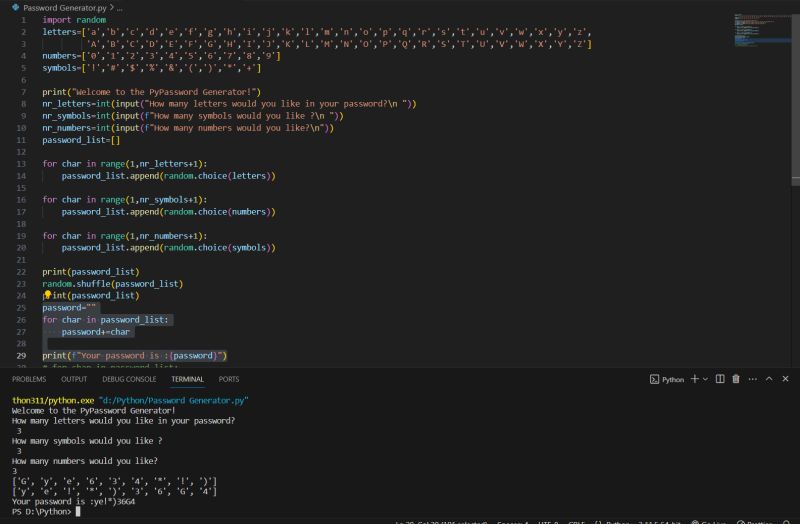 Random password generator using Python 👁️🗨️ | Alfred Nirmal Random password generator using Python 👁️🗨️ | Alfred Nirmal